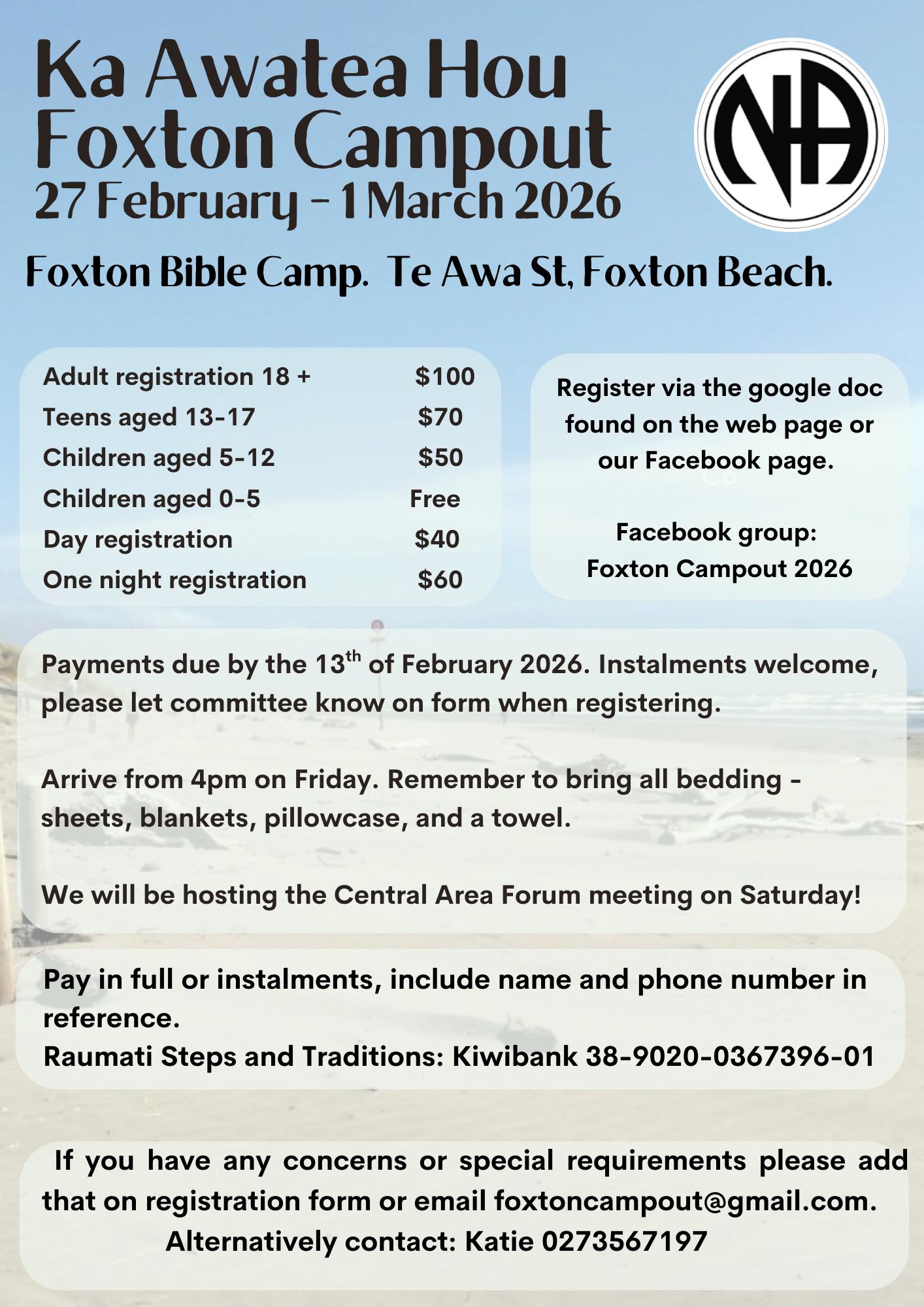 Foxton Camp 2026 - Narcotics Anonymous
